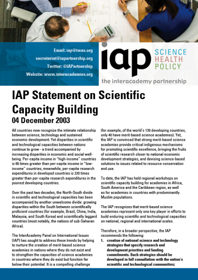 IAP Statement on Scientific Capacity Building