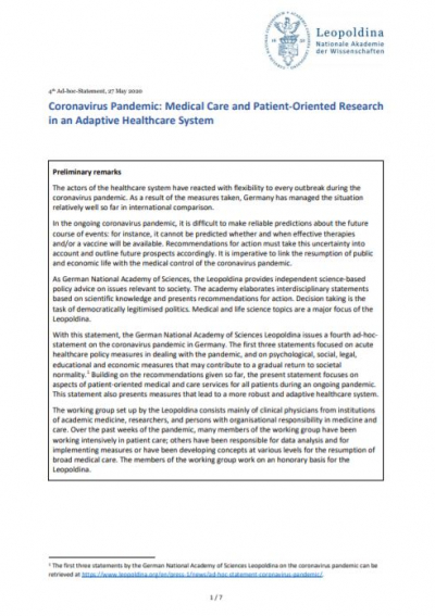 Coronavirus Pandemic: Medical Care and Patient-Oriented Research in an ...