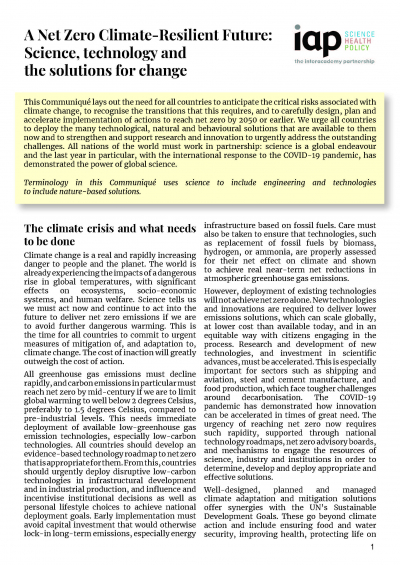 A Net Zero Climate-Resilient Future: Science, technology and the ...