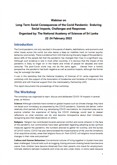 Long-Term Social Consequences of the Covid Pandemic: Enduring social ...